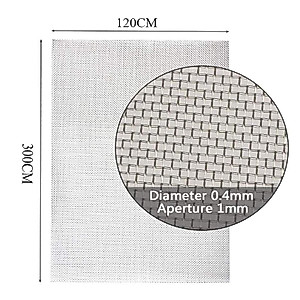 KISKIS 304 Stainless Steel Woven Wire Mesh, Wire Mesh Window Screen Mesh, Prevent Mouse Mice Snakes Hornets Rodents Entering,Easy to Cut and Install,120X300CM47X118INCH