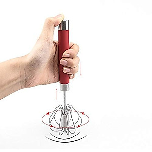 Stainless Steel Semi-automatic Egg Whisk - 3PCS Hand Push Rotary Whisk Blender (3 Colors)