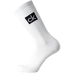 Calvin Klein Socks - Cotton Blend Cushioned Mid-Calf Athletic Crew Sock (4 Pack), Size 7-12, White