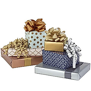 Hallmark All Occasion Reversible Wrapping Paper (3 Rolls, 120 sq. ft. ttl.) Metallic Gold, Silver, Rose Gold, Pink, Navy, Mint Green for Mothers Day, Birthdays, Bridal Showers, Baby, Valentines Day