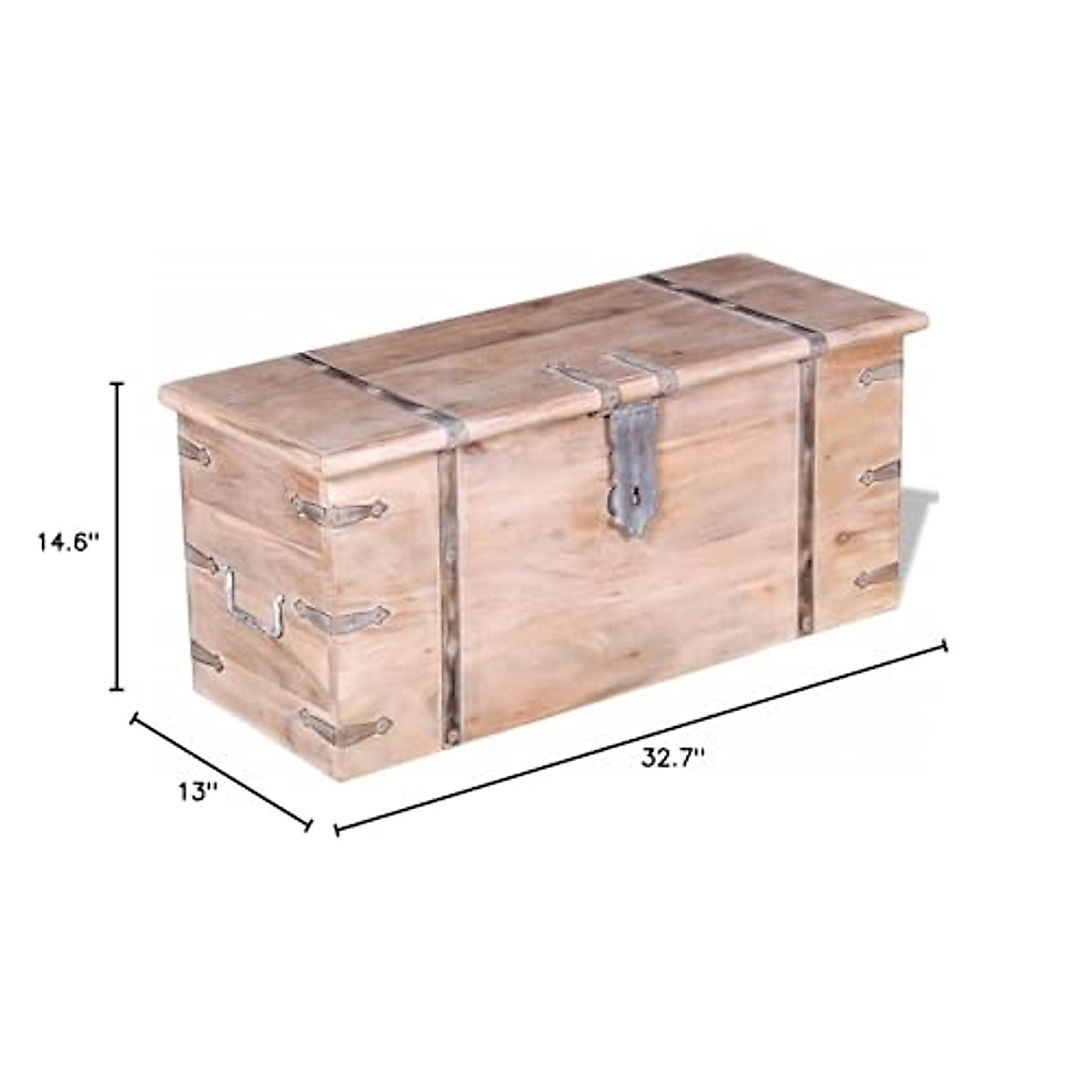 SKM 2 Piece Storage Chest Set Acacia Wood Coffee Table, Couch Table, Living Room Table, Side Table, End Table with Storage Chest