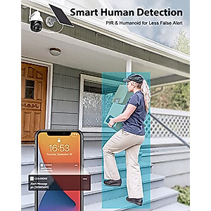 DEKCO Solar Security Camera Wireless Outdoor, 2K Night Vision with Spotlight, Pan Tilt 360° View, 2.4Ghz WiFi, 2-Way Talk, Human Detection, Cloud/SD Video Surveillance DC9E