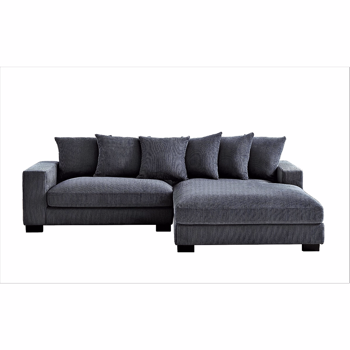 Container Furniture Direct Luxe Oversized Two-Piece Sectional Couches for Living Room, 102.4-Inch L Shaped Sofa with Chaise, Upholstered with Corduroy Fabric, Grey - Right Facing