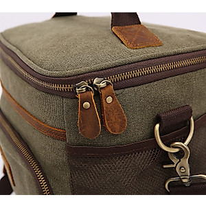 Personalized Insulated Lunch Bag Removable Padded Divider Engraved Leather Canvas Beach Cooler Bag Custom Gift Monogrammed for Men and Women 24-Can (15L)