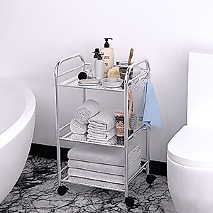 3-Shelf Small Shelving Units on Wheels Stainless Steel Kitchen Cart Pots Stand - Bathroom Garage Storage Shelves 16 Inches Wide