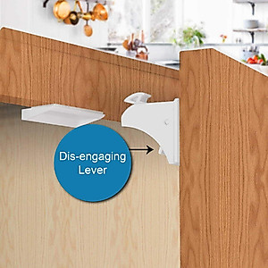 Enovoe Magnetic Cabinet Locks for Babies - 12 Locks and 2 Keys - Baby Proofing Cabinets and Drawer Locks for Toddlers - Child Safety Cabinet Kitchen Locks - Easy Install, No Drill, Tools or Screws