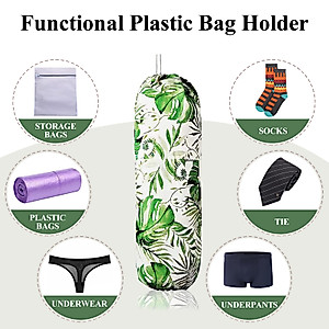 TOGETRUE Plastic Bag Holder, Wall Mount Plastic Bag Organizer Dispenser, Heavy Duty Grocery Bag Storage Holder, Hanging Shopping Bag Holder for Home Kitchen Camper (Green Leaves 2 Pcs)