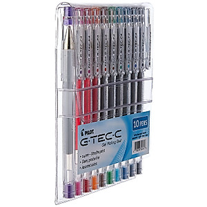 PILOT G-Tec-C Gel Ink Rolling Ball Pens, Ultra Fine Point (0.4mm), Assorted Color Inks, 10-Pack Pouch (35484)