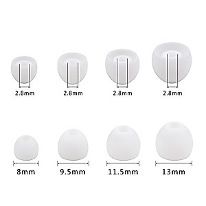 ALXCD Ear Tips for LG Tone Platinum HBS 1100 Earphone, XS/S/M/L 4 Sizes 8 Pairs Soft Silicone Replacement Earbud Tip, Fit for LG HBS1100 HBS-1100 LG Tone Platinum HBS 1100 [8 Pair] (White)