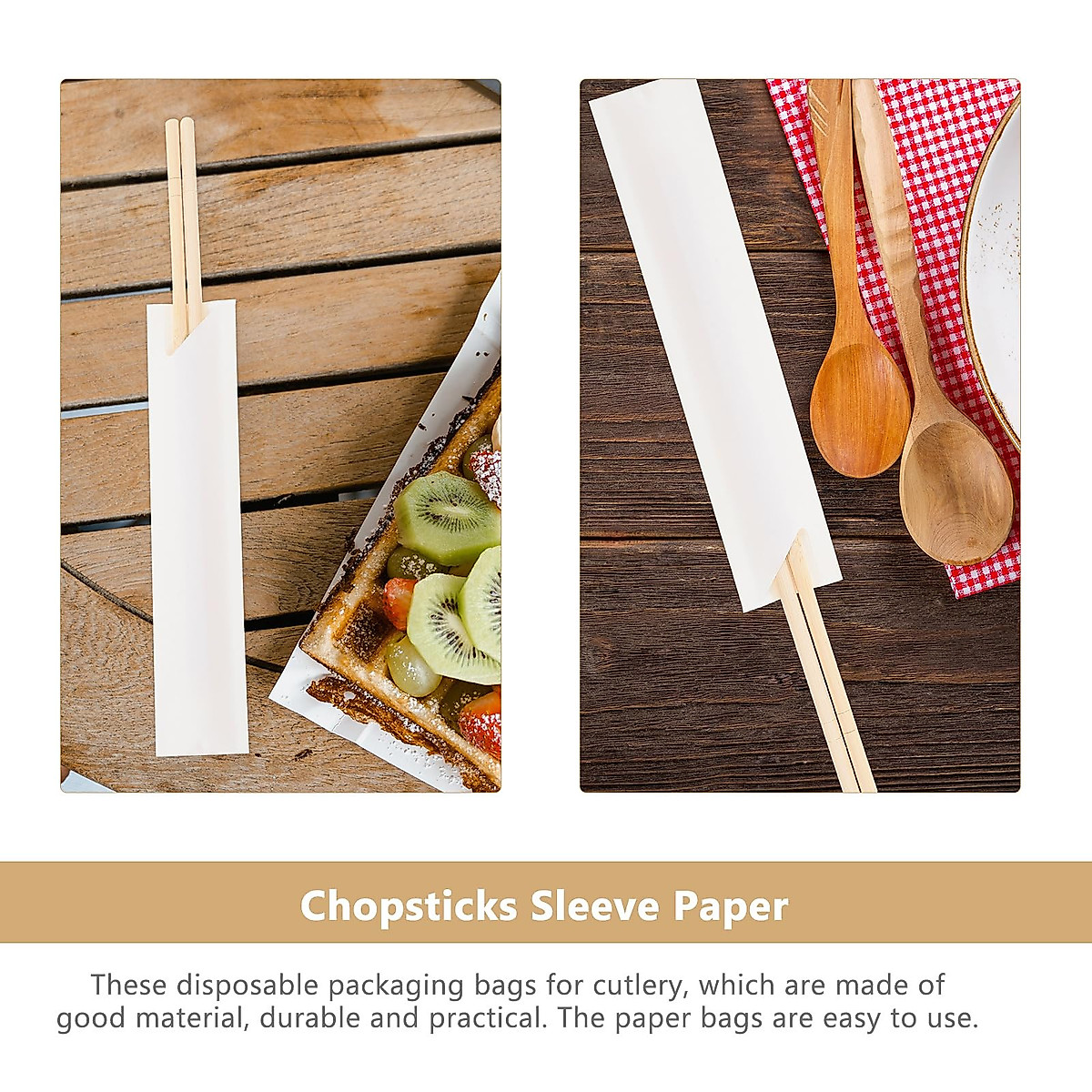 Garneck 100Pcs Chopsticks Paper Bag Cutlery Paper Pocket Pouch Chopsticks Packing Sleeves Flatware Spoon Wrapping Bag for Home Shop White