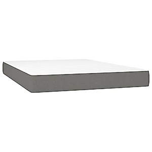 vidaXL Box Spring Bed with Mattress Home Bedroom Mattress Pad Double Bed Frame Base Foam Topper Furniture Dark Gray 53.9"x74.8" Full Fabric