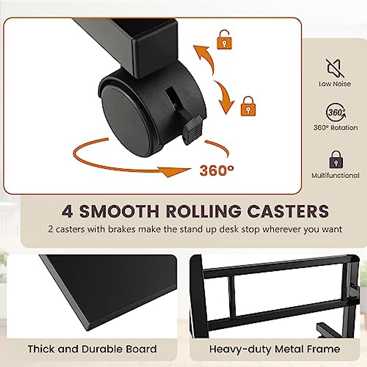 Tangkula Mobile Standing Desk Stand Up Desk, Height Adjustable Computer Desk with Standing & Seating 2 Modes, Tilting Tabletop & Flexible Wheels, Rolling Laptop Cart Sit Stand Desk