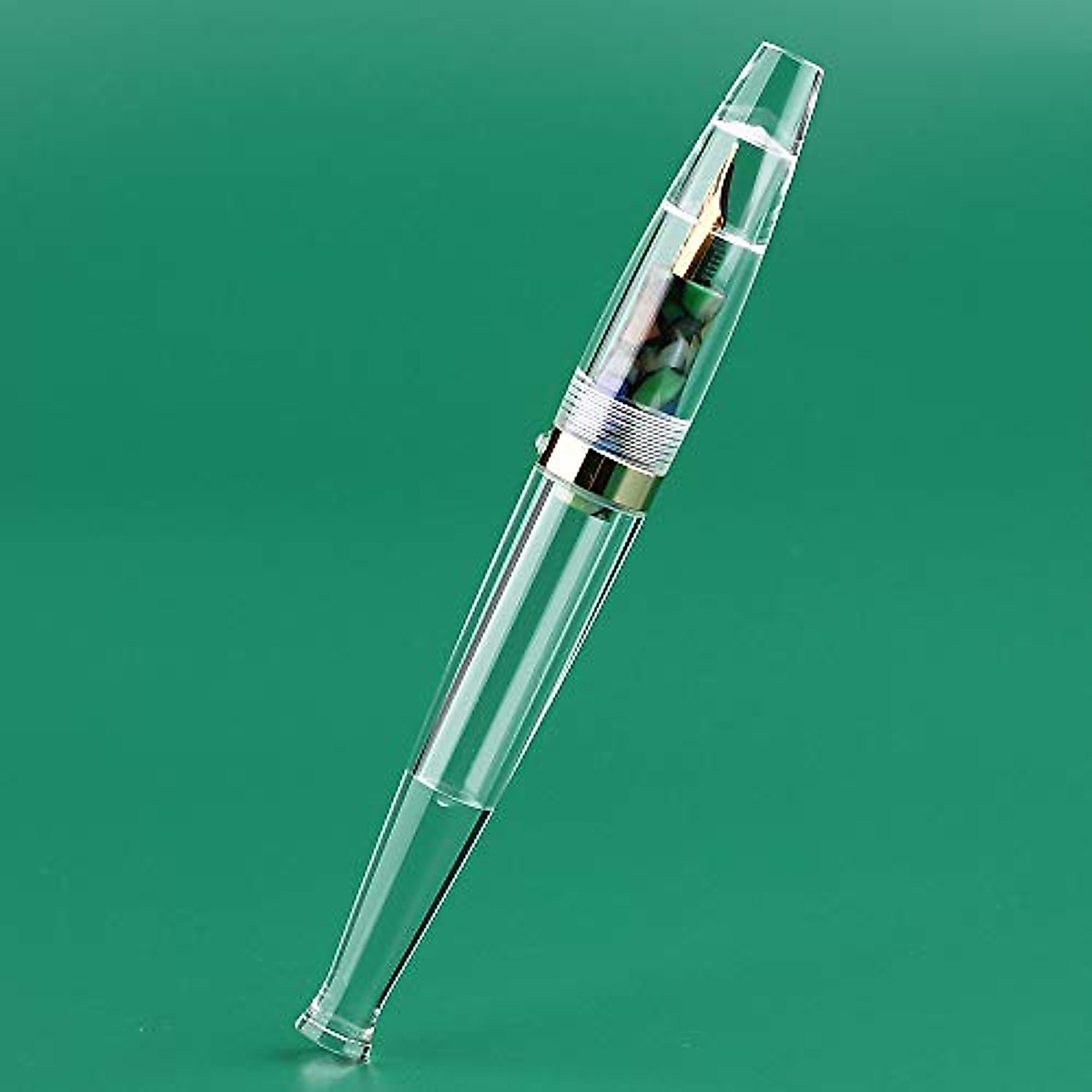 MAJOHN S5 Acrylic Eyedropper Fountain Pen Fine Nib, Transparent Large-Capacity Writing Pen with Metal Box