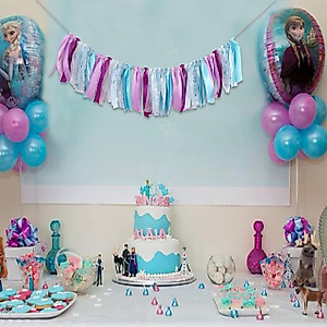 VAVAYAO Winter Onederland Ribbon Garland - Winter Onederland 1st Birthday Girl Decorations, High Chair Banners, Snow and Ice Princess Party Decorations, Winter Auderland Background Ribbon Banners