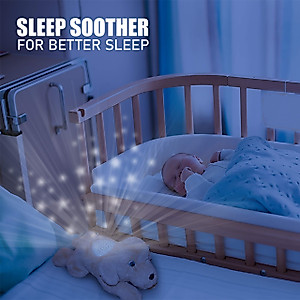 Plush Dog Sleep Soother White Noise Machine with Star Projector Rechargeable