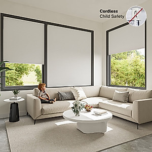 Keego Cordless No Drill Cellular Blinds for Window Blackout Honeycomb Shades No Tools Easy Install for Home Kitchen Bedroom Office(Blackout,White,34w x 60h)