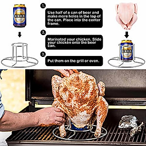 TeamFar Beer Can Chicken Holder, Chicken Rack Stand Stainless Steel, Beer Butt Chicken Stand for Grill Smoker Oven, Sturdy & Durable, Dishwasher Safe & Easy Clean