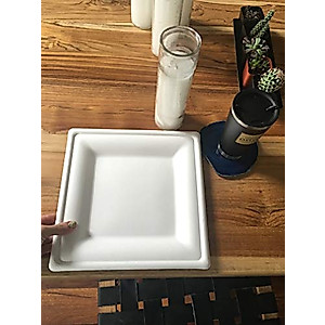 Susty Party 10-Inch Compostable Square Plates (50-Count), Sugarcane Heavy Duty Disposable Biodegradable Plate for Dinner, White