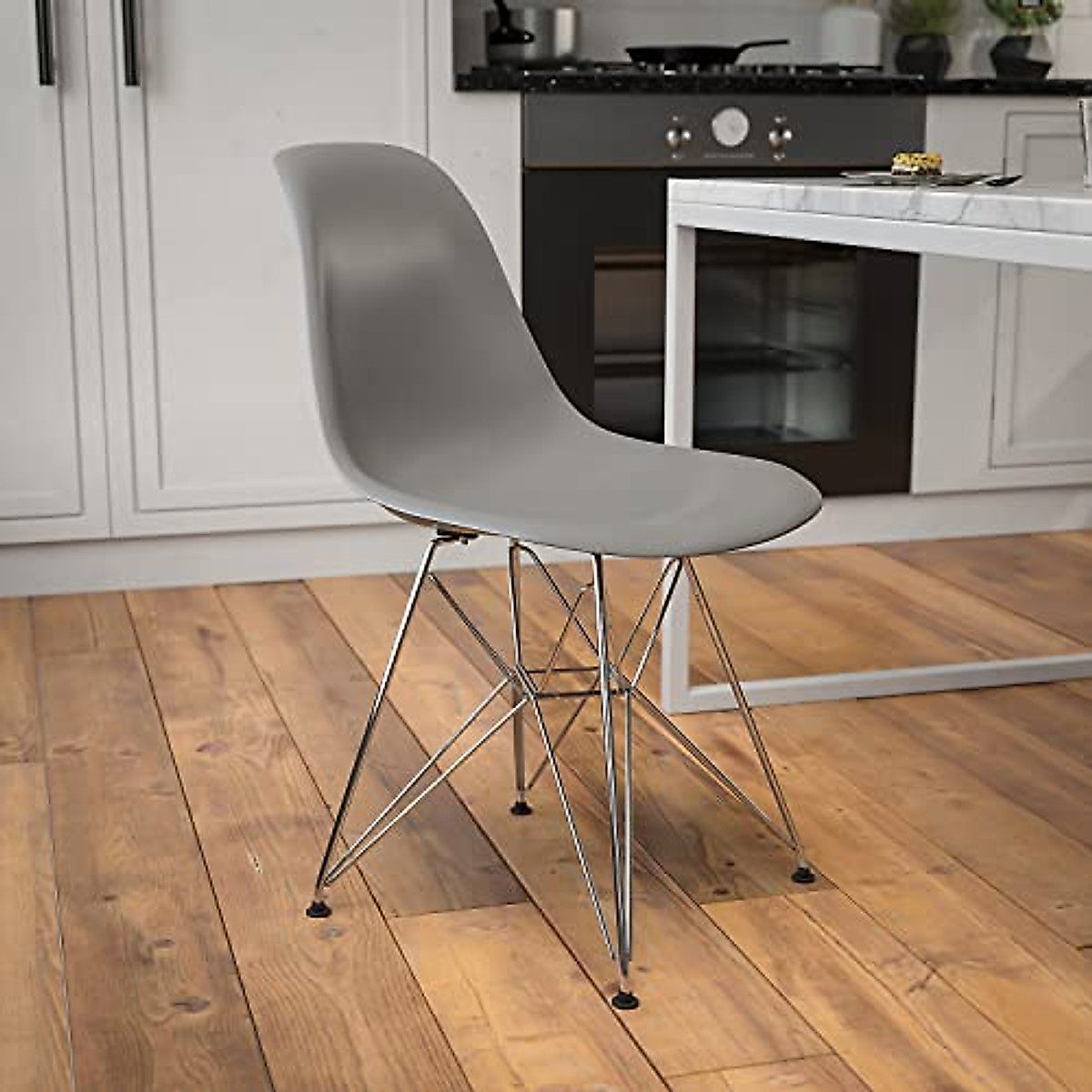 Flash Furniture Elon Series Moss Gray Plastic Chair with Chrome Base