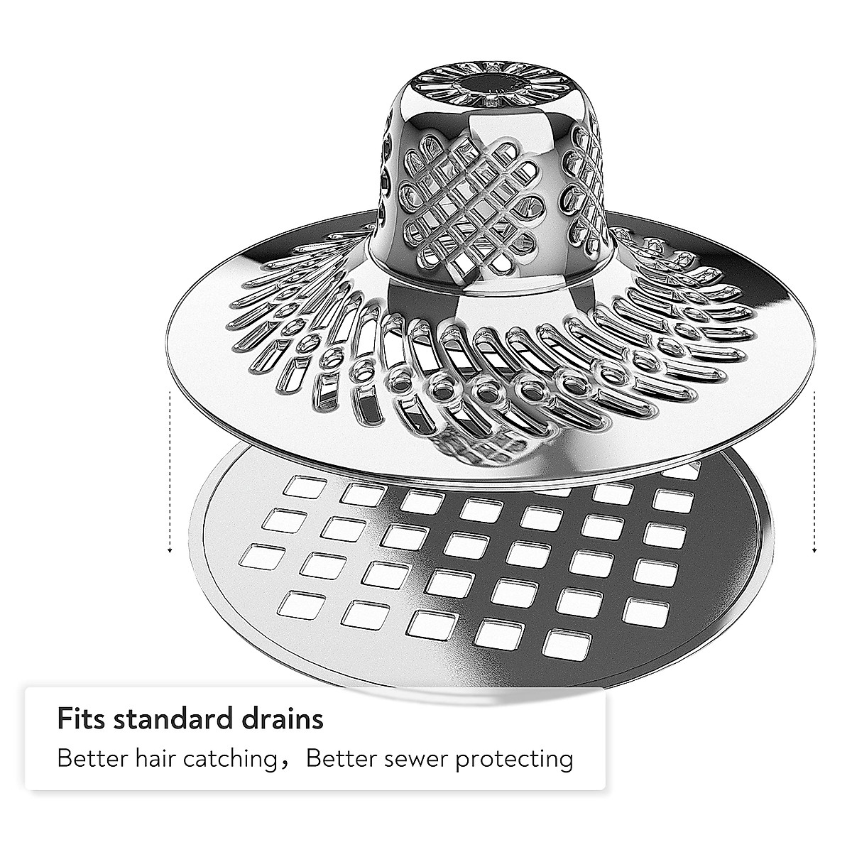 PRIMSOPH Shower Drain Hair Catcher Pop up Drain Hair Strainer Hair Trap Hair Filter Bath Tub Drain Stopper Bathtub Drain Cover Bathroom Sink Drain Protector Basket Adapts to Threads on Both Sides