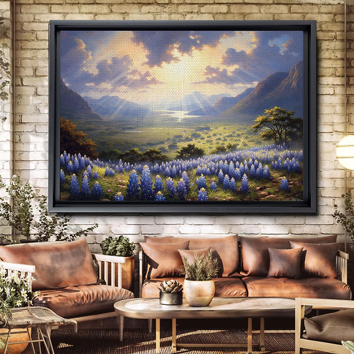 Enchanting Texas, Native Texas Hill Country Bluebonnet Landscape - Fine Art Print Mounted in a White Mat Board