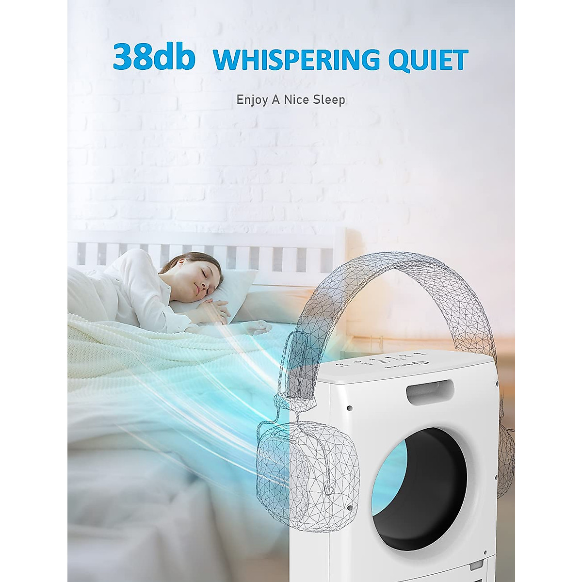 BREEZEWELL 3-IN-1 Windowless Portable Air Conditioner, 32-INCH Evaporative Cooler for Home, 3 Wind Speed & 4 Modes,Washable Water Tank, 8H Timer,20ft Remote Bladeless Evaporative Air Cooler for Room