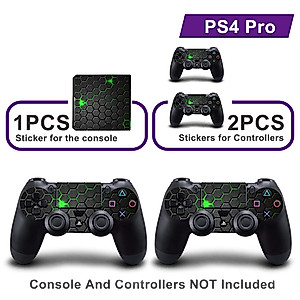 FOTTCZ Whole Body Vinyl Skin Sticker Decal Cover for PS4 Pro Console and 2PCS Controller Skins Carbon Shape