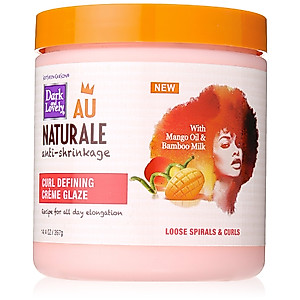 SoftSheen-Carson Dark and Lovely Au Naturale Anti-Shrinkage Curly Hair Products, Curl Defining Creme Glaze, Mango Oil and Bamboo Milk, Defines Loose Spirals and Curls, Paraben Free, 14.4 oz