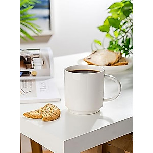 Sweese 616.001 Stackable Coffee Cups - 10 Ounce for Specialty Coffee Drinks, Cappuccino, Cafe Mocha, Latte and tea, Set of 6, White