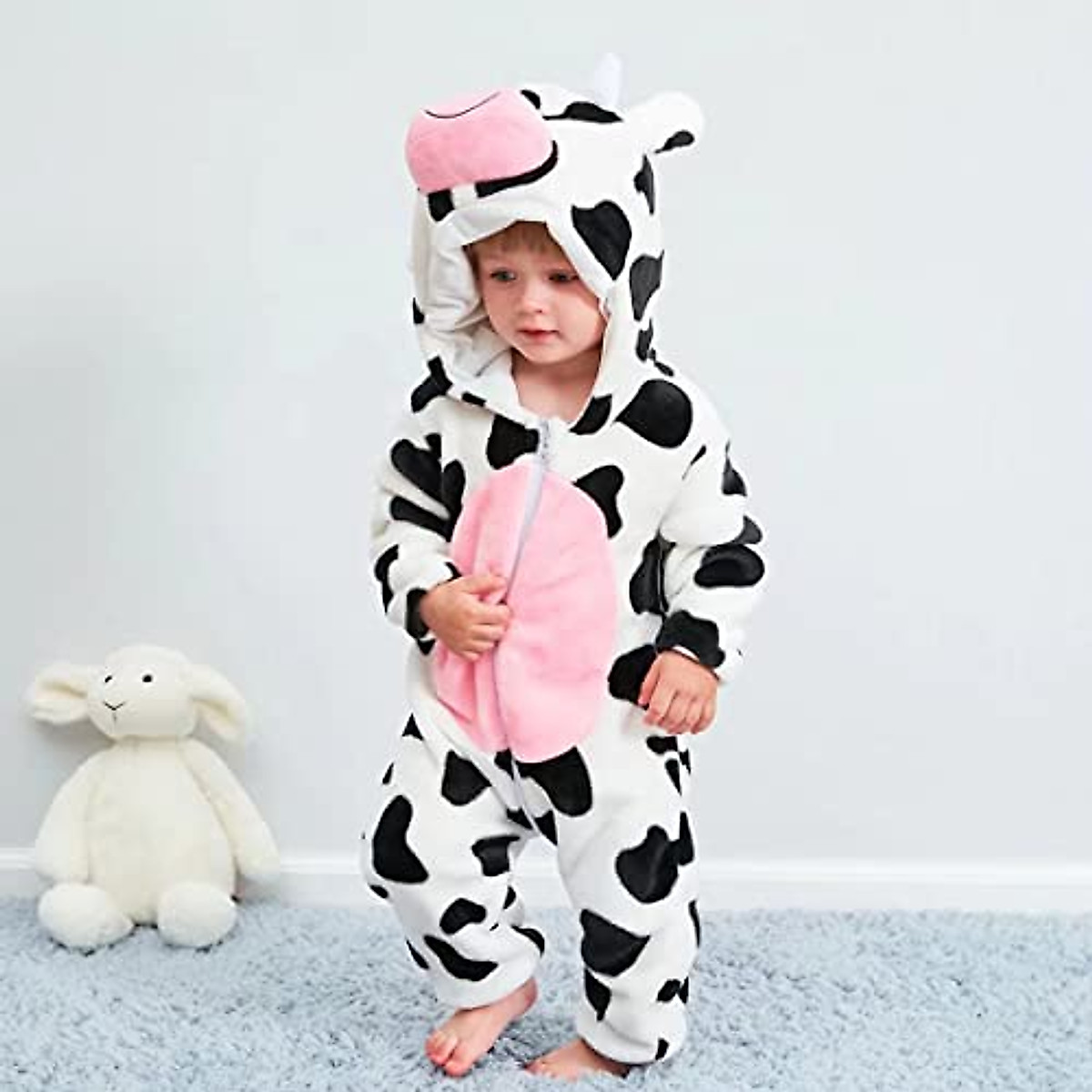 QIAONIUNIU Halloween Baby Cow Costumes Toddler Onesie Infants Cosplay Romper 30-36 Months