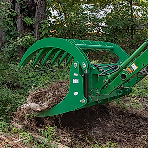 Titan Attachments 72" HD Root Grapple Rake Attachment Fits John Deere Hook and Pin Connection, Recommended for Series 4 Tractors, Twin 3,000 PSI Cylinders, Carry Rocks, Logs, Brush, Debris