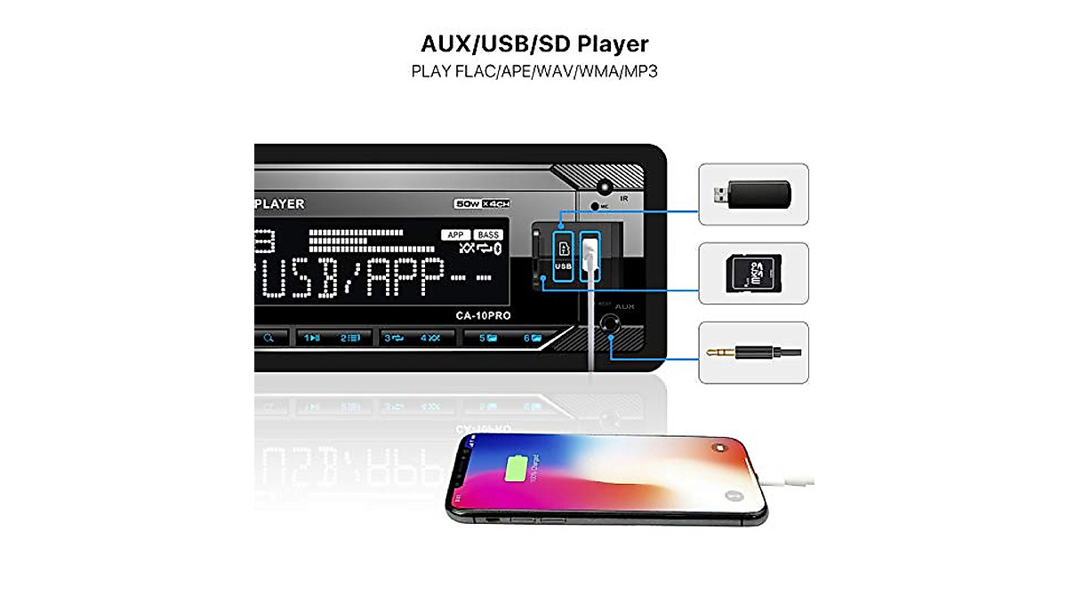 Single Din Bluetooth Car Stereo: Mechless Multimedia Digital Car Audio ...