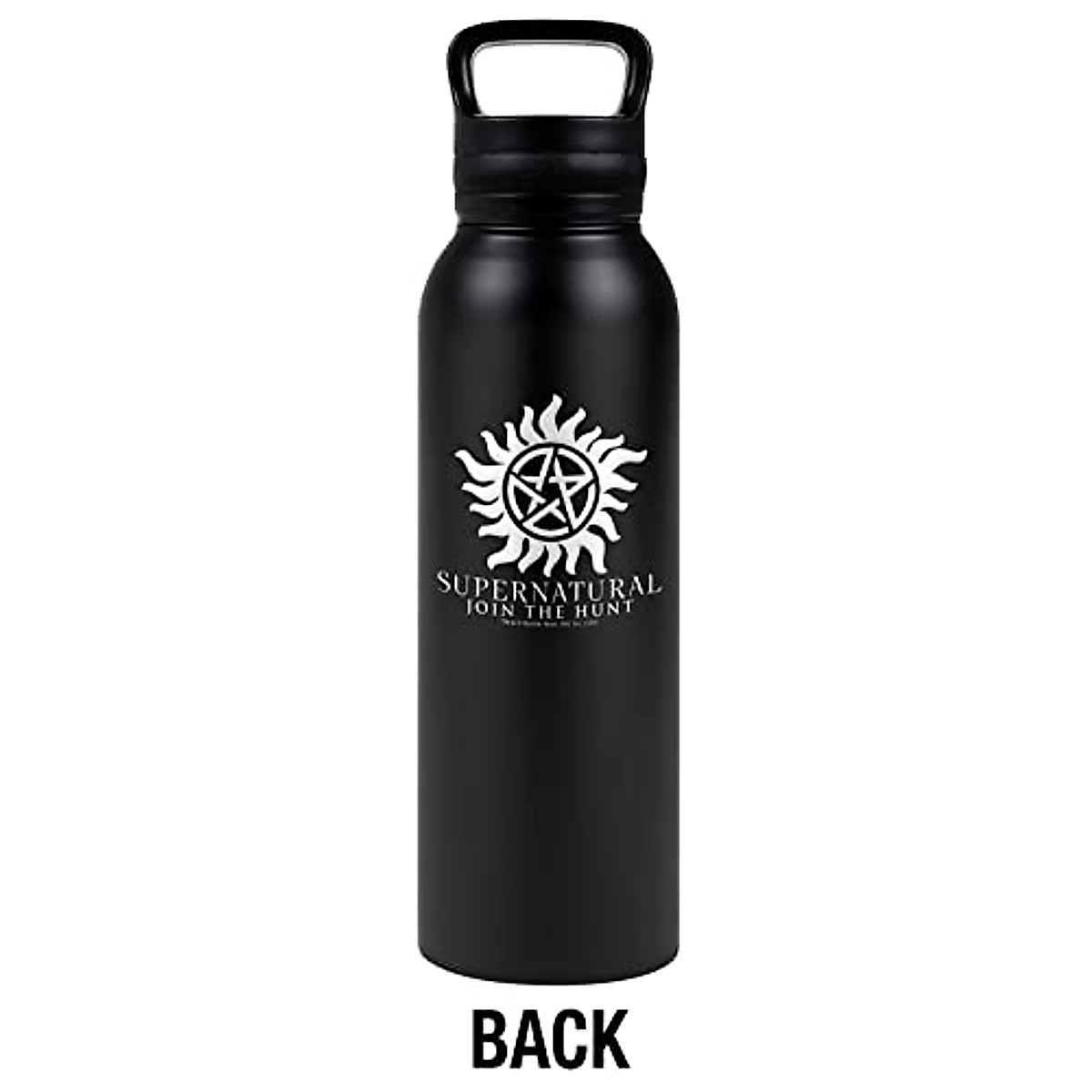 Supernatural OFFICIAL Anti Possession Symbol 24 oz Insulated Canteen Water Bottle, Leak Resistant, Vacuum Insulated Stainless Steel with Loop Cap, Black