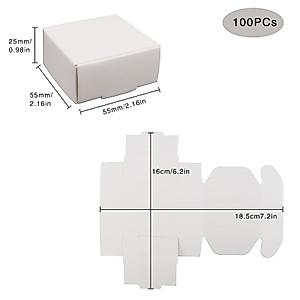 Sdootjewelry Small Gift Boxes 100 Pack, Kraft Gift Boxes Bulk 2.16’’ × 2.16’’ × 0.98’’, Small Cardboard Boxes for Jewelry Packaging, White