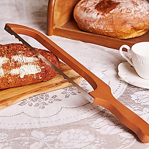 Sourdough Bread Bow Knife for Homemade Bread Cutter - Serrated Bread Saw Slicer Wooden Knife - Baguette Cutter - Hand Crank Bread Slicer - Texas Bread Knife - Right-Handed