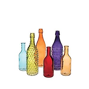 Gardener's Supply Company Exclusive Colorful Garden Bottles Yard Decor | Aesthetically Beautiful Colored Glass Bottles & Outdoor Decorations for Bottle Tree Garden | 6 Piece Set