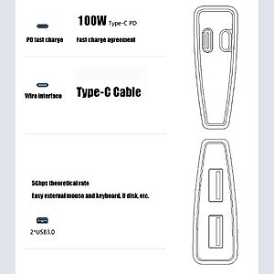 XUNMAIFHB Portable Docking Station,10 in 1 Type-c hub Docking Station HDIM+VGA HD Converter Notebook USB-c Docking Station TF&SD、RJ45 Fast Transmission