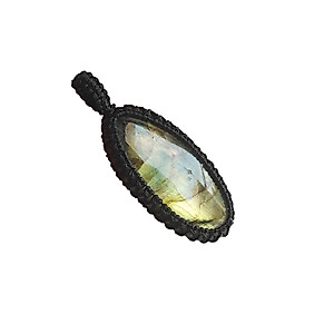 Natural Labradorite Macrame Pendant, Cord Wrapped Macrame Pendant, Bohemian Jewelry, Hand Wrapped Pendant