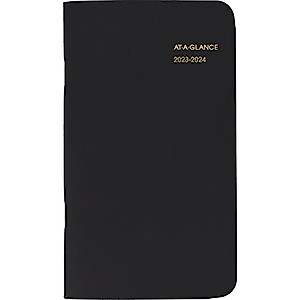 AT-A-GLANCE 2023-2024 Pocket Calendar, 2 Year Planner, 3-1/2" x 6", Pocket Size, Black (7002405)