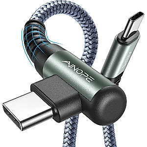 AINOPE 60W 4-Pack Type C to Type C Cable, Right Angle Super Fast Charging USBC to USBC Cord 10FT+6.6FT+3.3FT+3.3FT Compatible Samsung S22 S21,Note 20 Ultra,iPad Pro/Air