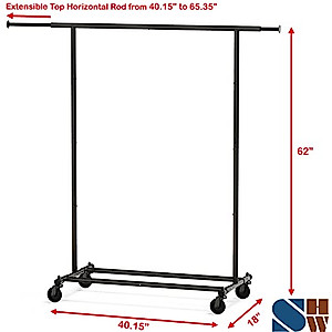 Simple Houseware Heavy Duty Clothing Garment Rack, Black