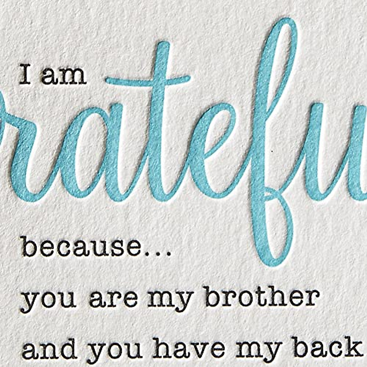 NIQUEA.D Happy Birthday Card, Grateful Brother Letter Press (NB-0218), (4.125 x 5.5) Vertical