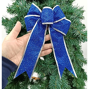 Gardeningwill 33Ft/10Meters Blue Glitter Christmas Ribbon Wreath Present Wedding Arts Crafts Gift Wrapping