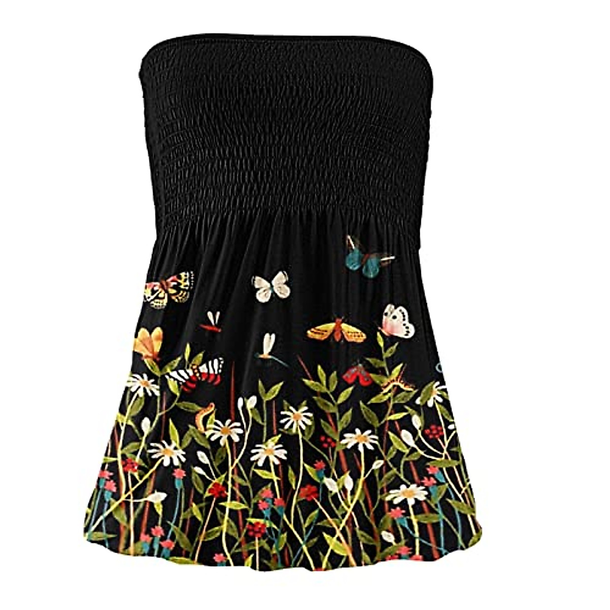 Tube Tops for Women Summer Gradient Color Strapless Sleeveless Flowy Pleated Blouse Tank Top Beach Shirt Bandeau Bras turquoise tops for women gauze shirts for women women's casual tops pink blouse