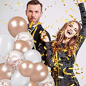 50Pcs Rose Gold Confetti Latex Balloons, 12 inch White Rose Glod Confetti Balloons with for Birthday Party Wedding Bridal Shower Decorations