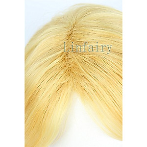 Linfairy Short Straight Blonde Cosplay Wig Halloween Costume Wig for Men sung