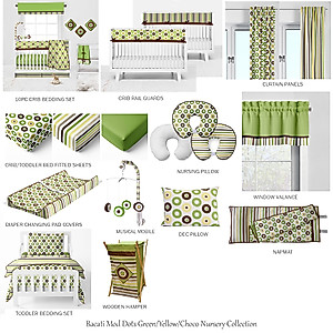 Bacati Crib Fitted Sheets, Mod Stripes Green/Yellow/Chocolate (Pack of 2)