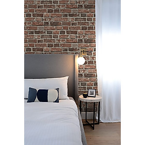 NextWall Distressed Faux Brick Peel and Stick Wallpaper (Red)