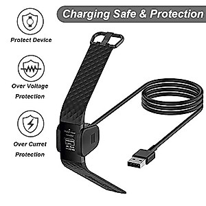 Charger for Fitbit Charge 3, Fitbit Charge 4, Replacement USB Charging Cable Clip Cord for Fitbit Charge 3/4 (2-Pack, 3.3ft)