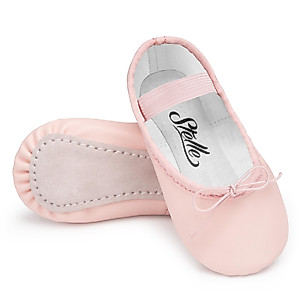 Stelle Ballet Shoes for Girls Toddler Dance Slippers PU Leather Boys Ballerina Shoes for Toddler/Little Kid/Big Kid/Women(Ballet Pink,3ML)